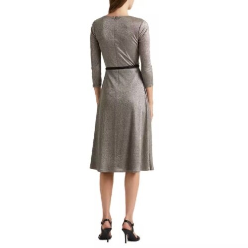 Ralph Lauren Dress Metallic Bodre Antique Bronze Surplice Drape Size 14 ...