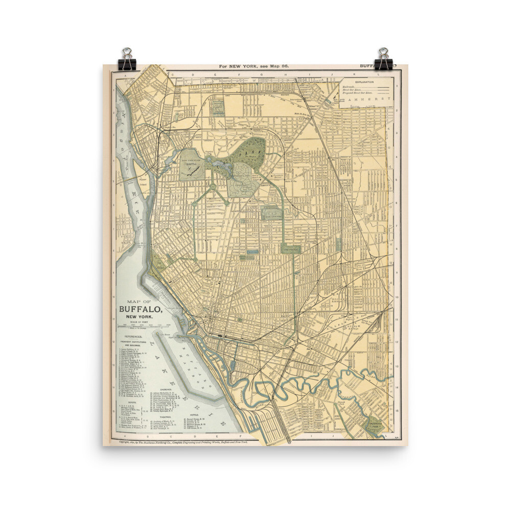 Old Buffalo NY Map (1891) Vintage City of Good Neighbors Atlas Poster ...