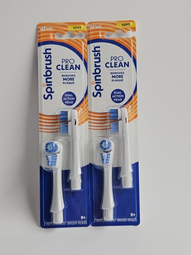 Spinbrush Pro Clean Replacement Brush Heads 2-Pack Soft Pro Action Clean 2 Units | eBay