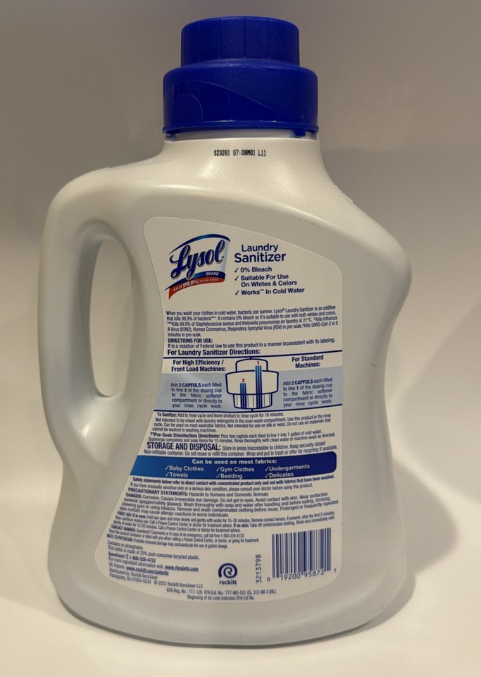 LYSOL Laundry Sanitizer Detergent Additive, Crisp Linen Scent, Jumbo ...