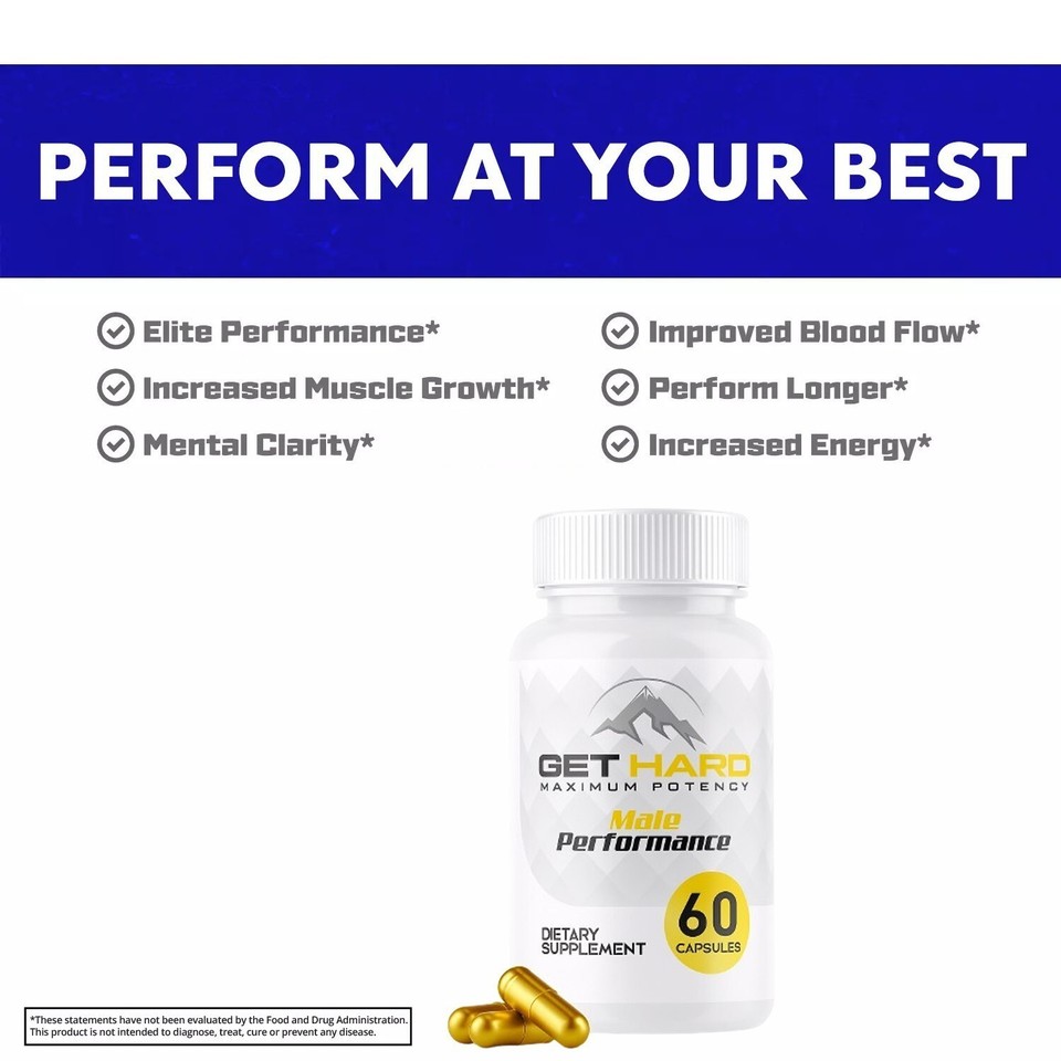 Get Hard Max Strength Male Support Vitamin Supplement Men Wellness 60 ...