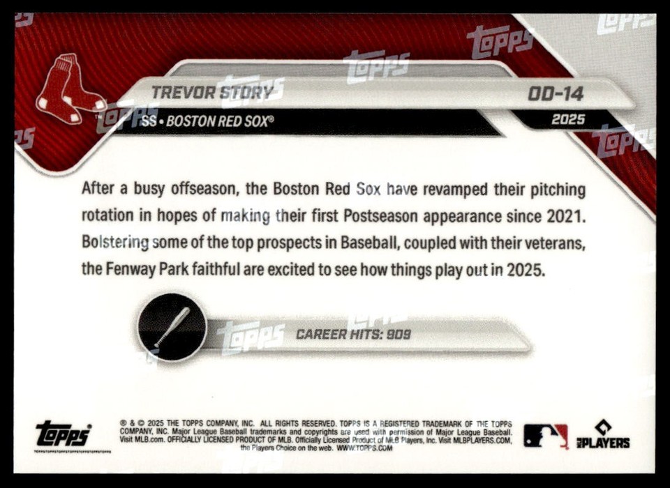 2025 Topps Now Trevor Story #OD-14 Road to Opening Day Red Sox PR: 709 | eBay