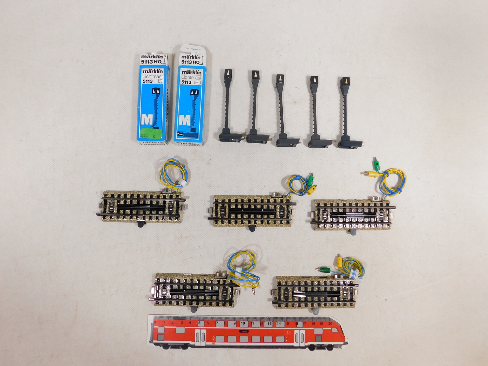 DW206-1 #5x Märklin H0 AC 5112 Decoupler M Track With 5113 Light Tower ...