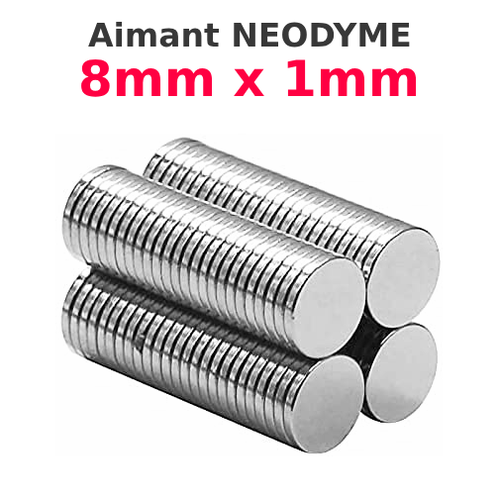 Lot aimant neodyme 8x1mm rond puissant 8mm x 1mm super magnet plat fort ...