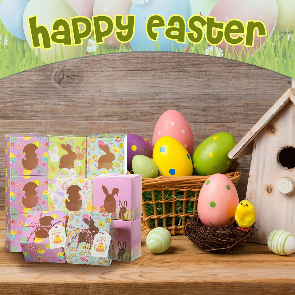 36 Pcs Easter Treat Boxes Bunny Cardboard Favor Boxes Multicolored ...