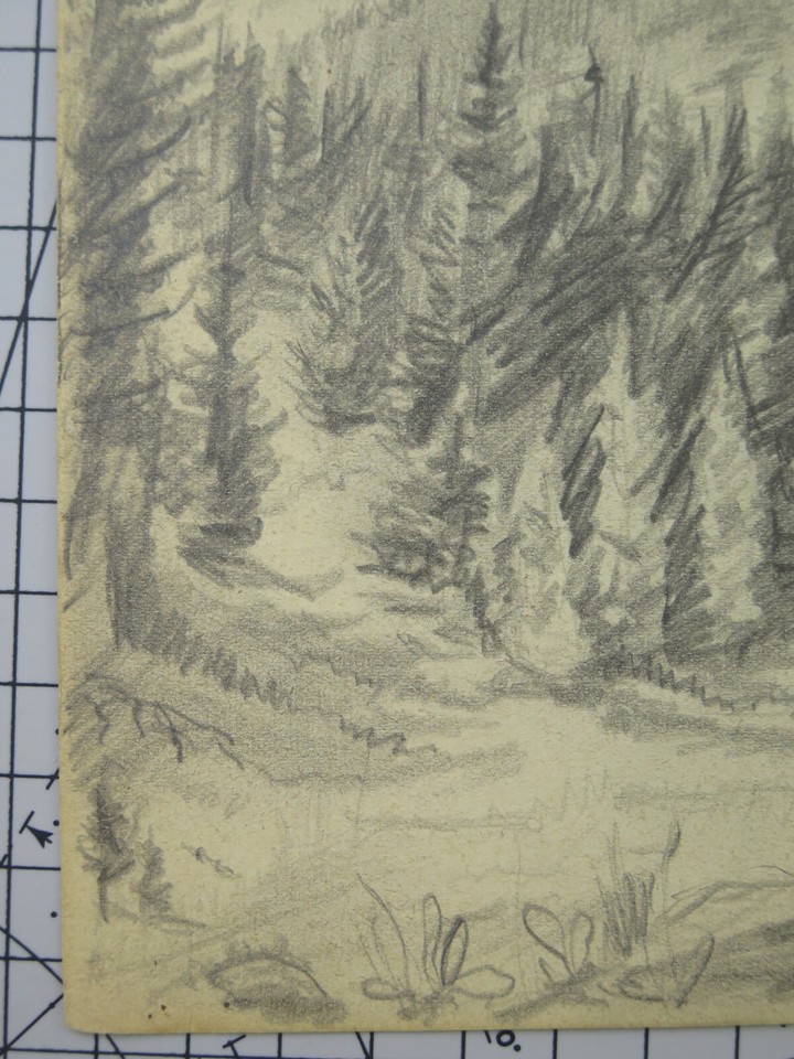 Landscape Alpine Drawing Years' 50 Pencil On paper Swiss Alps BM53.6C ...