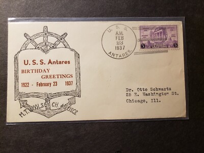 USS ANTARES AG-10 Naval Cover 1937 YONTZ Birthday Cachet | eBay