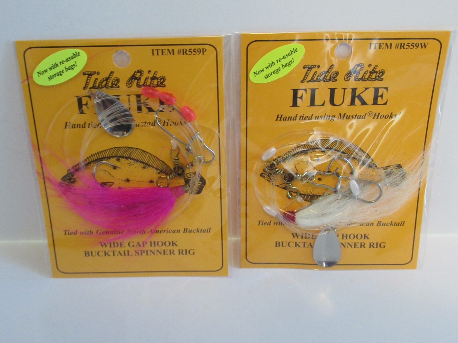 2 FLUKE RIGS WIDE GAP BUCKTAIL TEASER SPINNER R559 SALTWATER RIG ...