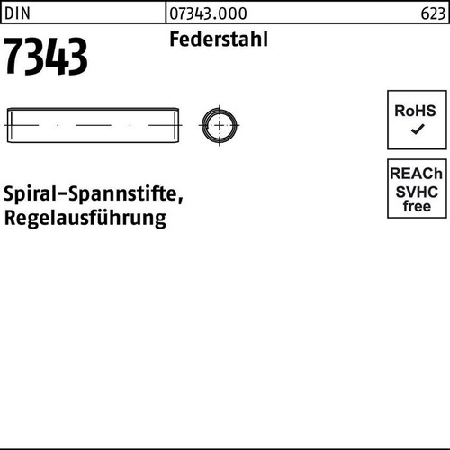 25er PACK(Stk) Spiralspannstift 14 x 70 DIN 7343/ISO 8750 Federstahl ...