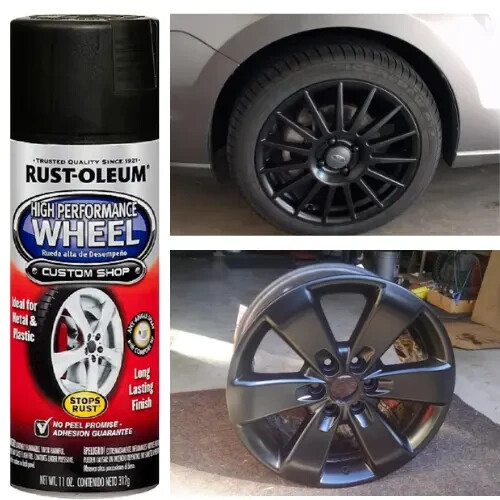 Wheel Coating Spray Paint Car Trucks Metallic Matt Black Rims Stop Rust ...
