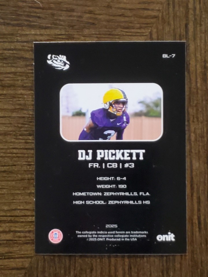 2025 Onit LSU DJ Pickett Blackout SP #BL-7 | eBay