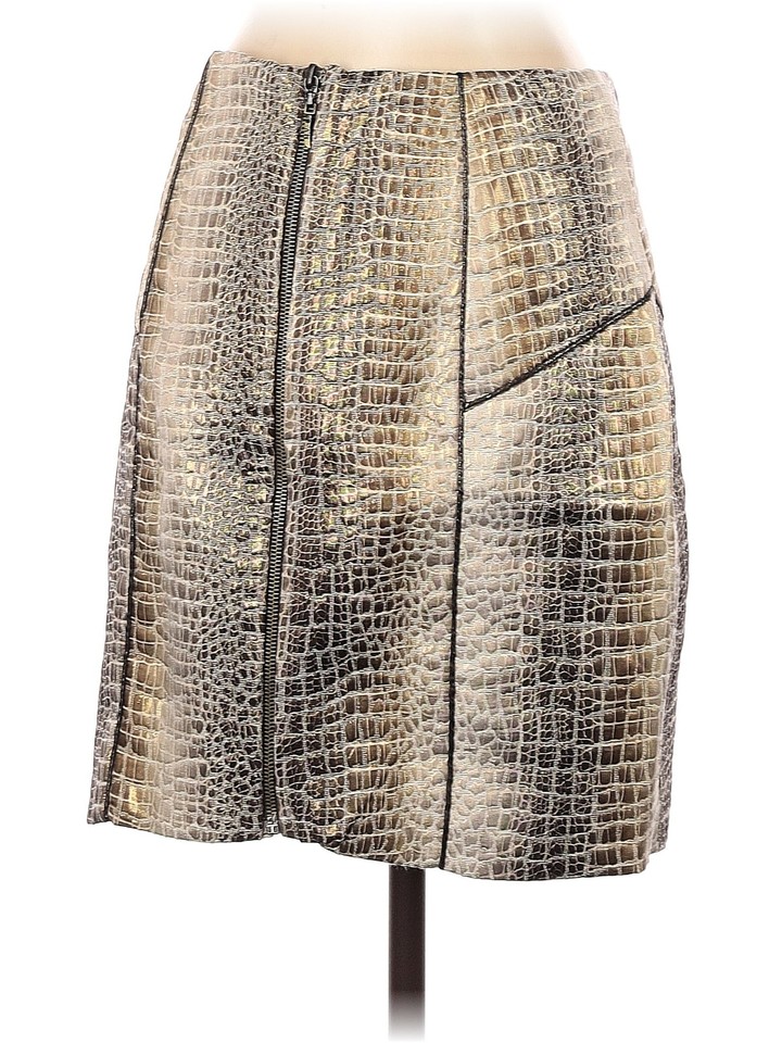Maria Valentina Women Silver Faux Leather Skirt XS | eBay