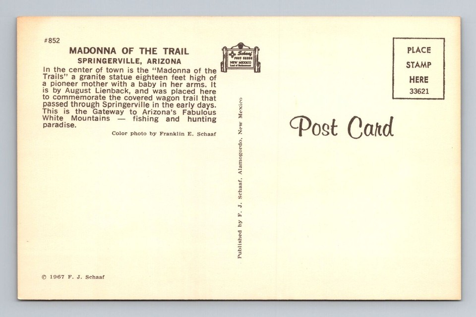 Springerville AZ-Arizona, Madonna Of The Trail, Antique, Vintage ...