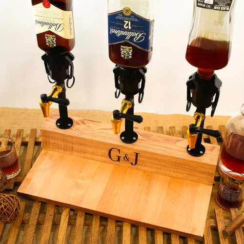 Personalized Triple Tap Whiskey Dispenser, Handmade Solid Pine Wood ...
