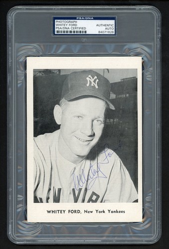 WHITEY FORD Autographed 5"x7" Black & White Photo PSA Graded Authentic ...