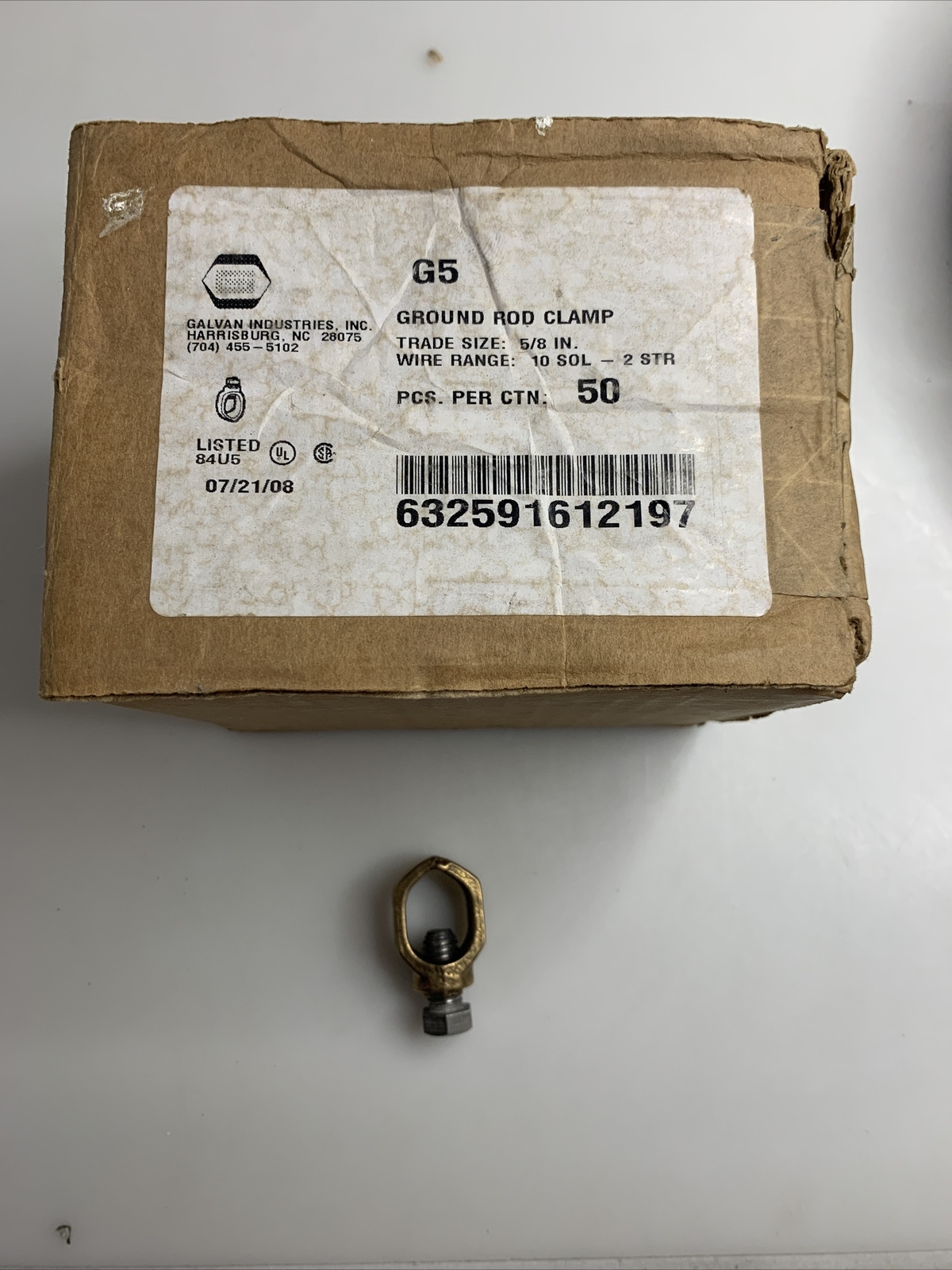 GALVAN INDUSTRIES G5 Direct Burial Ground Rod Clamp, 5/8" 10/2 AWG Lot ...