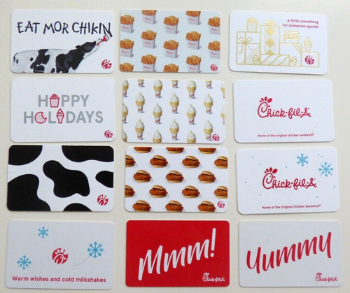 Chick-fil-A Gift Card - LOT of 12 - Chicken Restaurant - Collectible ...