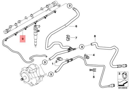 Genuine BMW E46 E53 Fuel Pipe / Mounting Overflow Oil Line OEM ...