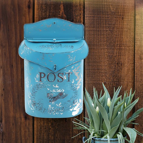 Wall Mount Mailbox Storage Iron Rural Vintage Outdoor Rugged Mailbox ...