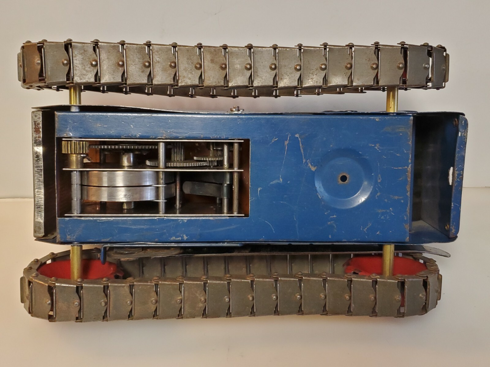 RARE STRUCTO 1920'S 1930'S BLUE SILVER & YELLOW WIND UP CRAWLER DOZER ...