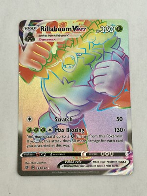 Rillaboom VMAX 193/192 Rebel Clash 2020 Secret Rainbow Rare Pokémon TCG ...