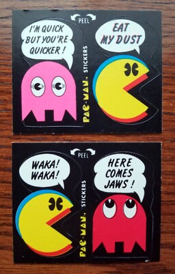 Vintage Pac-Man Trading Card Sticker Fleer #10 and #18 includes Pinky ...