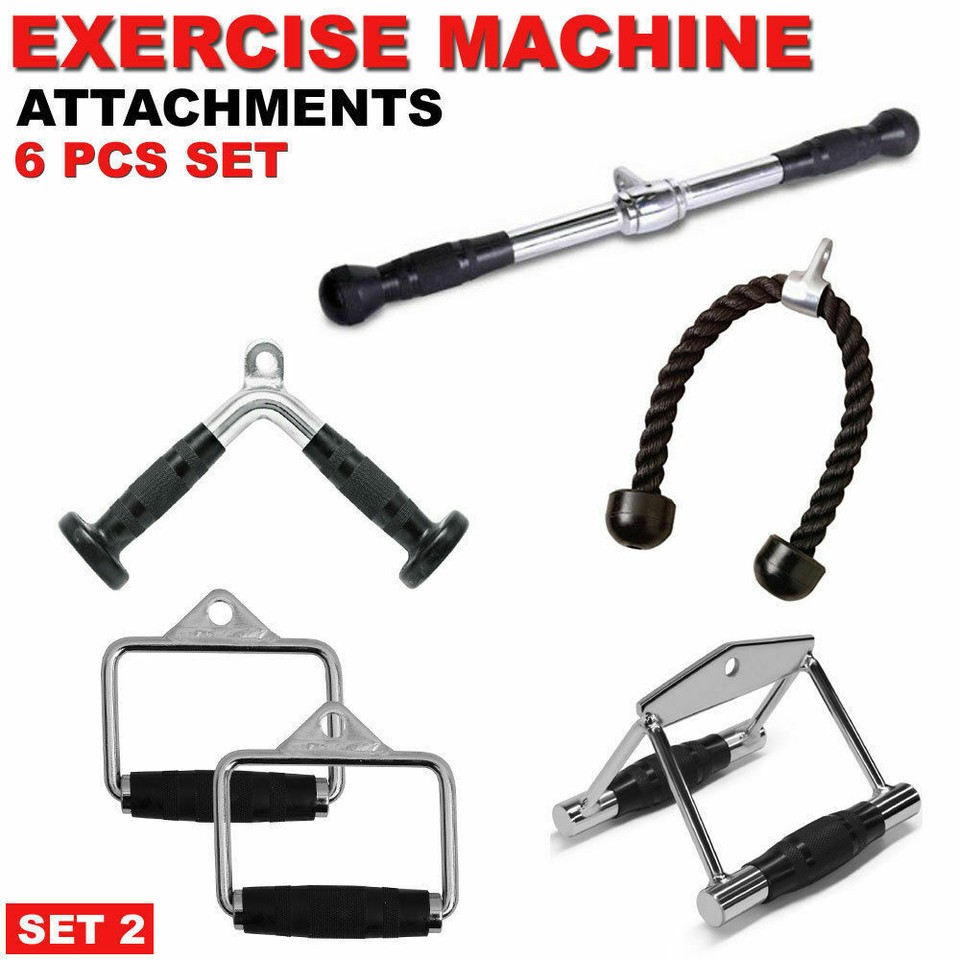 Home Gym Cable Attachment Handle Machine Strength Exercise Chrome ...