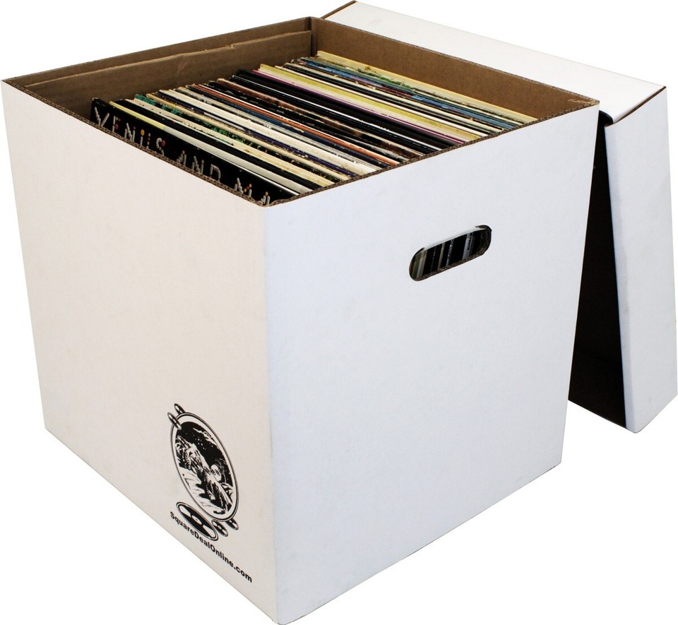 (5) 12" Vinyl Record Storage Box Heavy Duty DOUBLE WALLED Cardboard ...