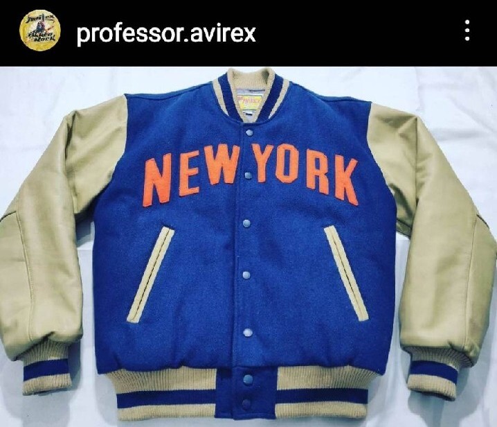 Rare New York Knicks NY Mets Blue Avirex Wool Leather Varsity Jacket ...