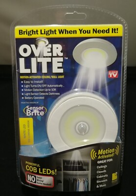 Over Lite As Seen On TV 4 in x 4 in Motion Activated Ceiling/Wall Light ...
