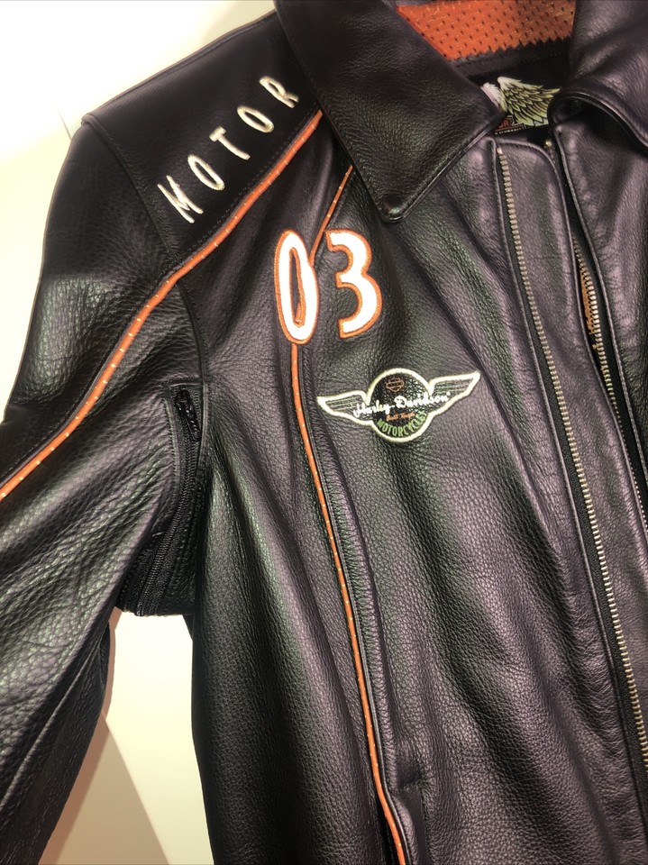 Women Harley Davidson Genuine Leather Riding Jacket Large Zip Pit ...