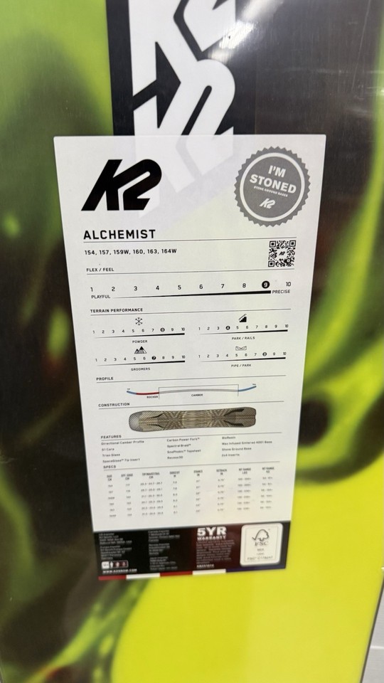 2026 NWT K2 Alchemist 159W Snowboard $810 Directional Camber Profile S1 ...