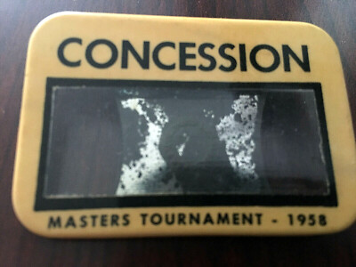 1958 MASTERS GOLF BADGE~CONCESSION~EXTREMELY RARE TICKET~ARNOLD PALMER ...