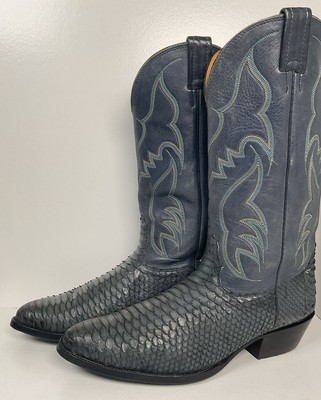 Vintage Nocona Dark Blue Python Snakeskin Cowboy Boots 12 D USA Made | eBay