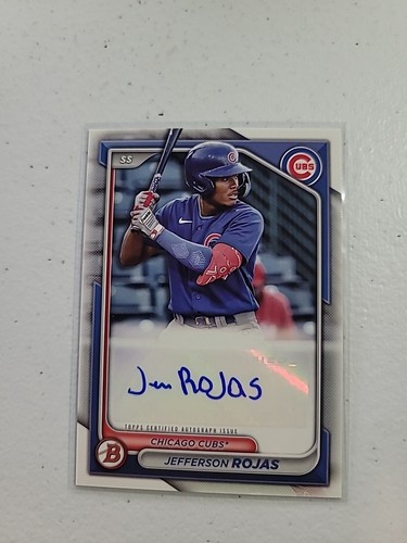 2024 Bowman Paper Jefferson Rojas Auto #PPRA-JR Chicago Cubs Prospect ...