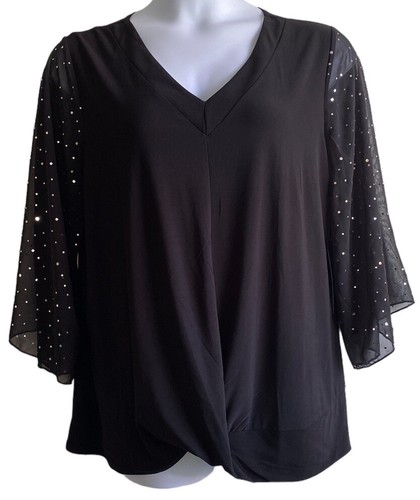 Adele & May 2X Pull Over Stretch Black Blouse | eBay