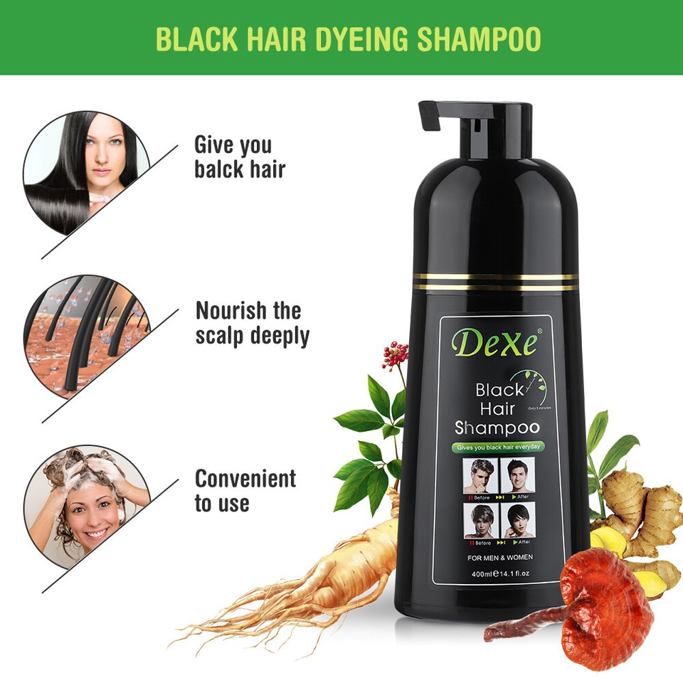 Natural 3 Colors Permanent Hair Colour Shampoo Long Lasting Hair Dye US ...