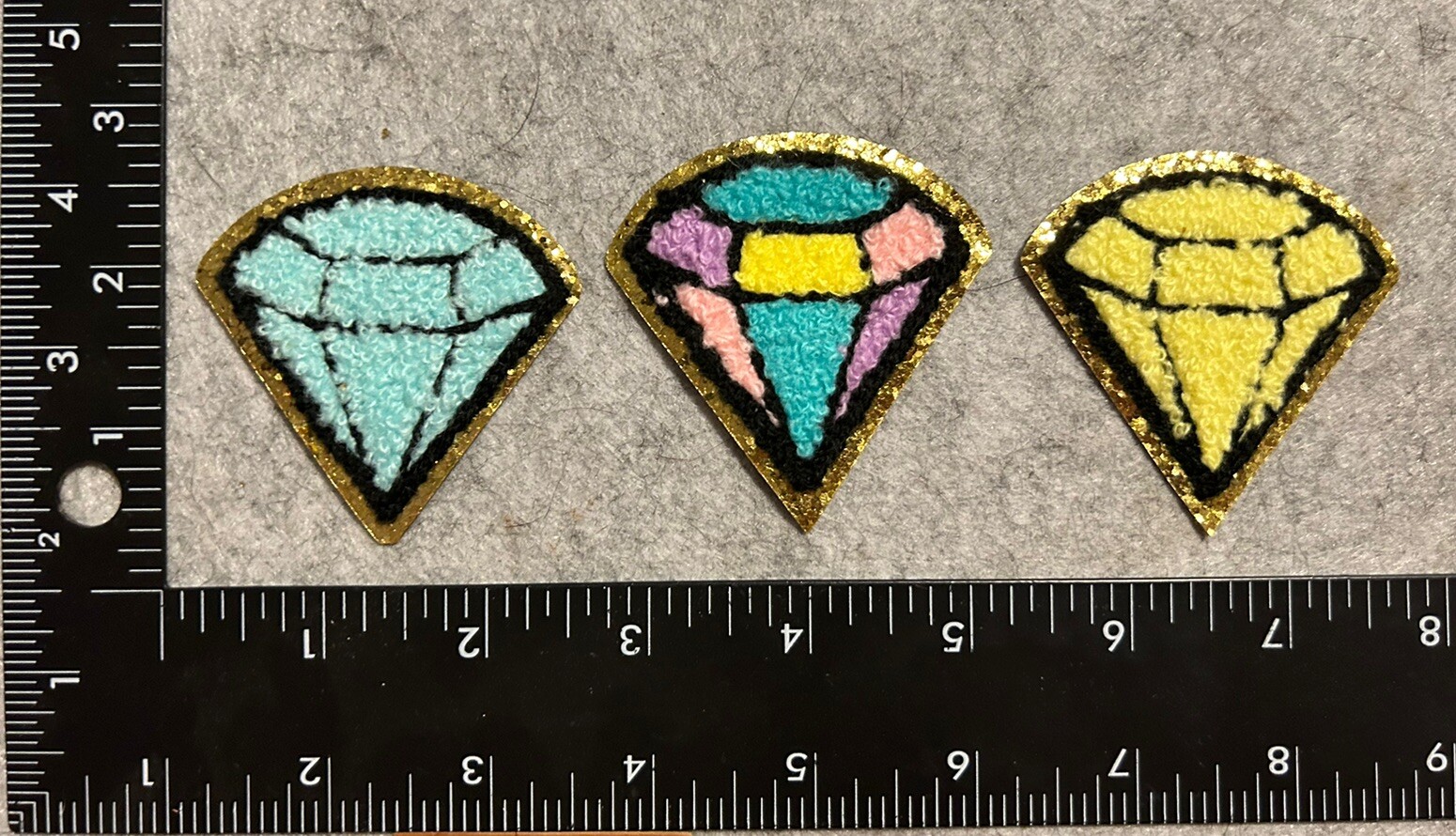 Lot of 3 Fuzzy Chenille Diamond Appliqué Patch | eBay
