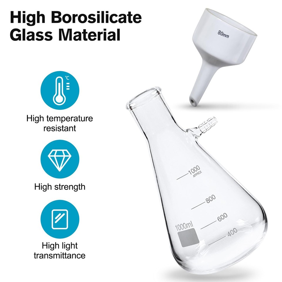 buchner funnel filtering kit vacuum filter flask set with 1000ml filter ...