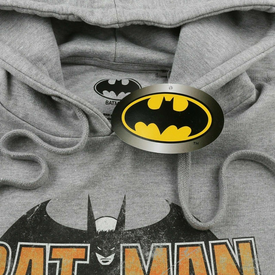 Official DC Comics Mens Vintage Batman Logo Hoodie Jumper Grey S-XXL | eBay