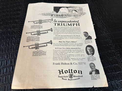 VINTAGE MAGAZINE AD #A080 - 1920s - MUSICAL INSTRUMENTS - Holton | eBay