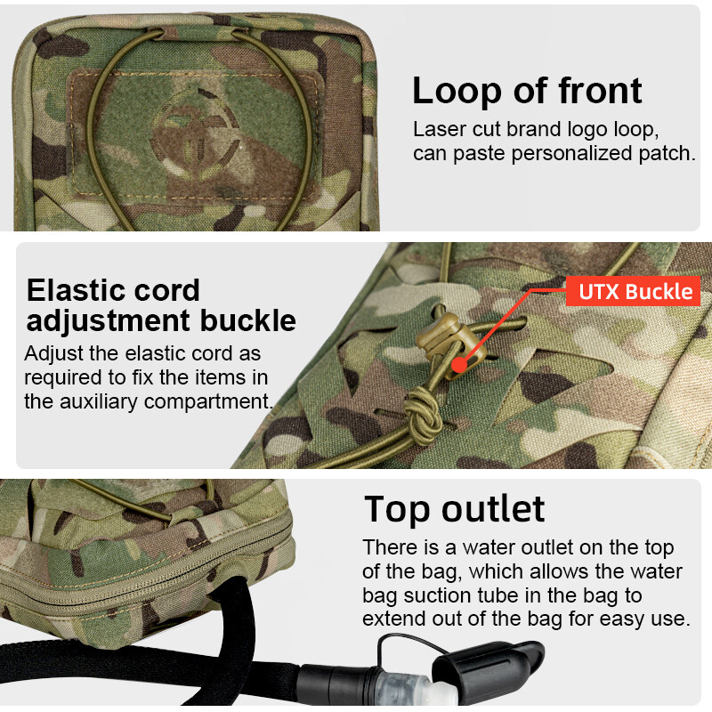TOPTACPRO Tactical Hydration Pouch Bag w/ 1L Hydration Bladder MOLLE ...