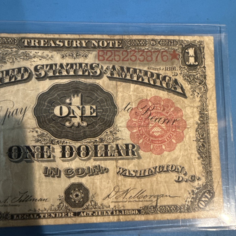 1891 US Mint $1 Dollar Treasury Note Paper Money Large Currency | eBay