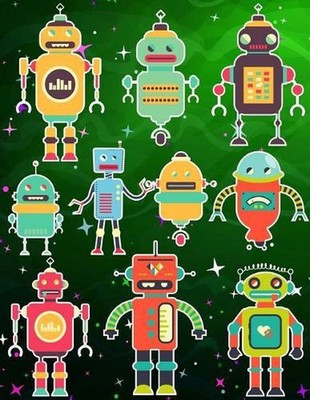 Robots Sticker Album For Boys: 100 Plus Pages For PERMANENT Sticker ...