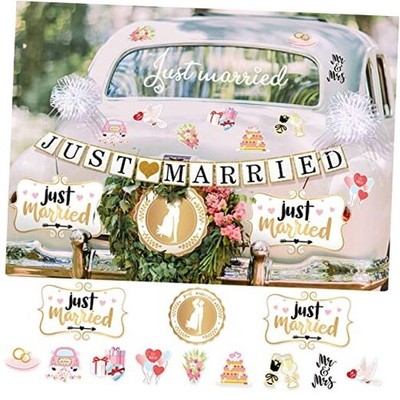 18 Pcs Just Married Wedding Car Decorations Include 12 Just Married ...