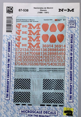 HO Scale Microscale Decals 87-538 Nacionales de Mexico N de M Diesels ...