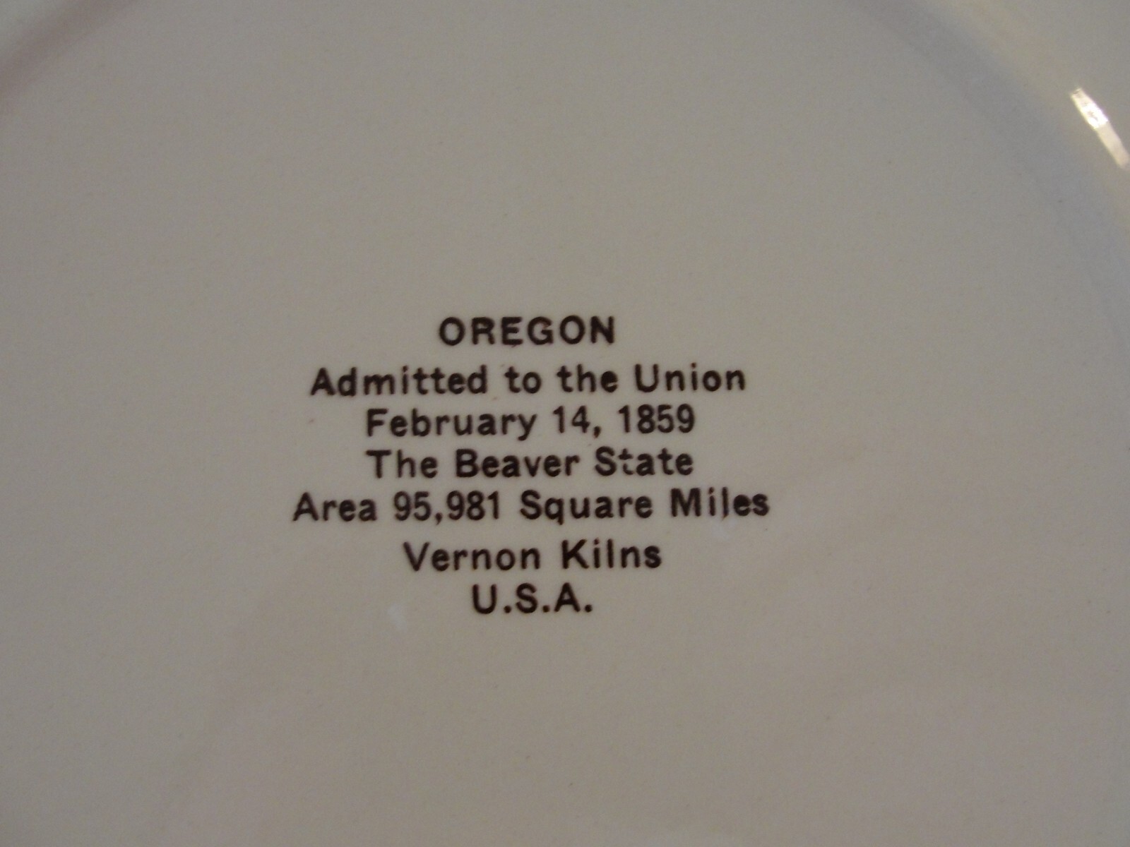 VERNON KILNS STATE PLATE OREGON 10 1/2" | eBay