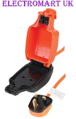 13A HEAVY DUTY ORANGE MAINS EXTENSION CABLE SOCKET OUTDOOR GARDEN IP54 ...