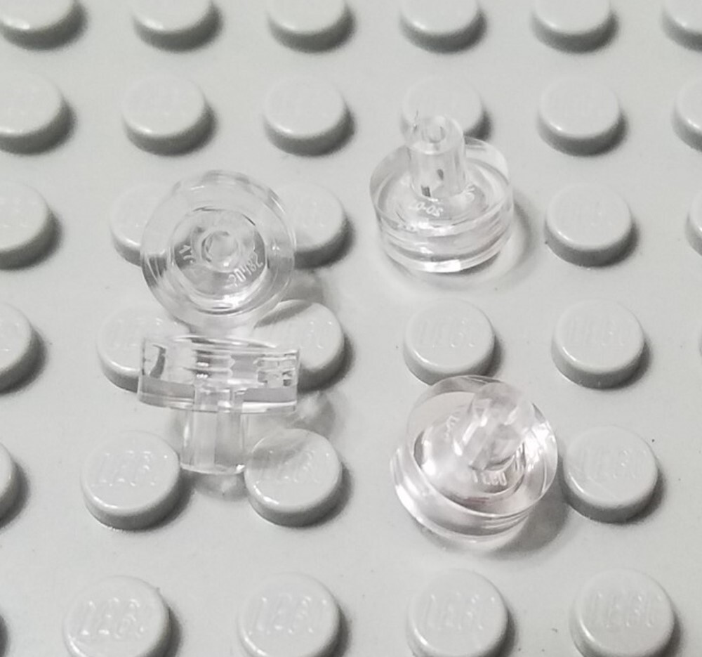 LEGO New Lot of 4 Translucent Clear 1x1 Round Tile with Bar and Pin ...
