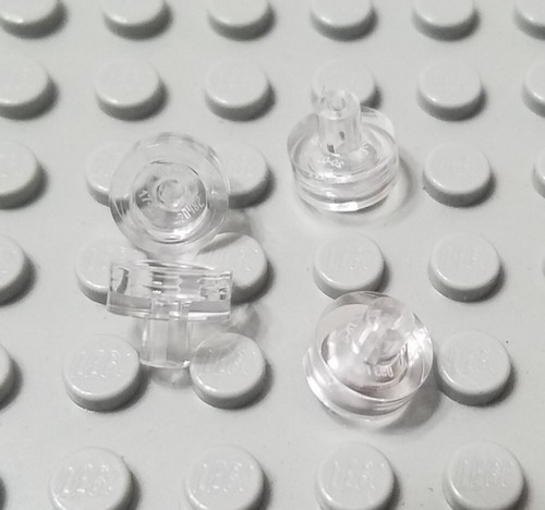 LEGO New Lot of 4 Translucent Clear 1x1 Round Tile with Bar and Pin ...